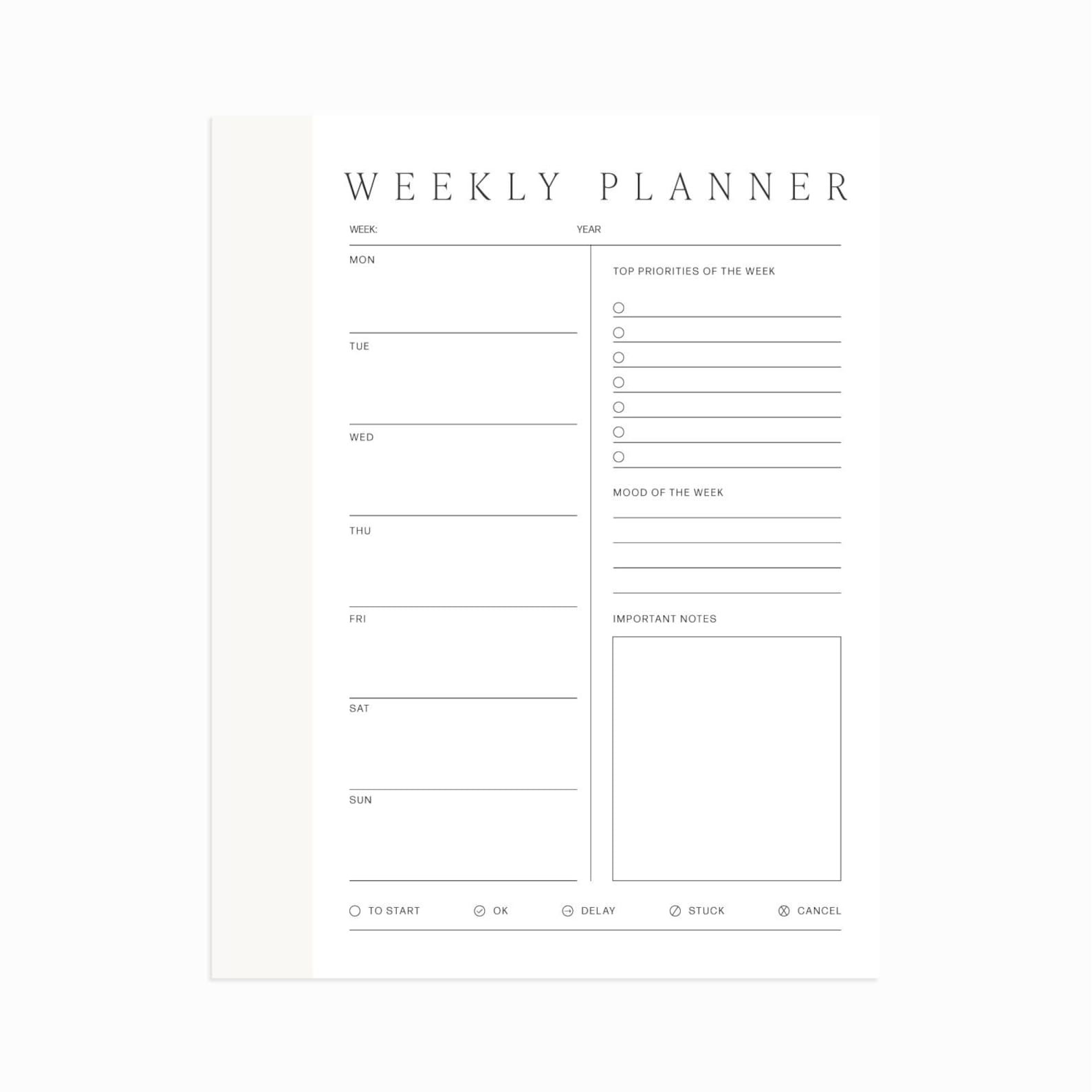 Daily & Weekly Printable PDF Planner | Day Planner Digital Download - Etsy