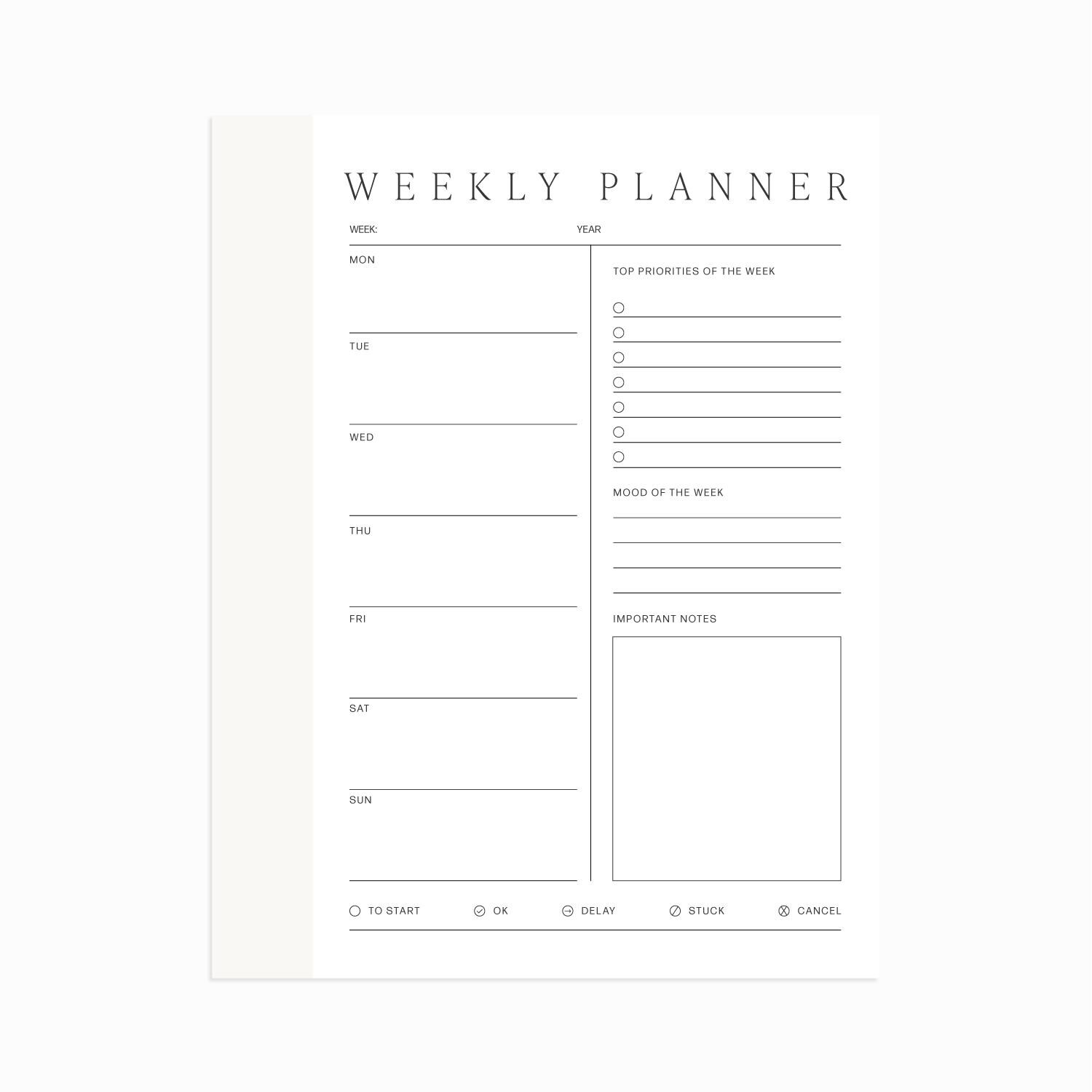 Daily & Weekly Printable PDF Planner | Day Planner Digital Download - Etsy