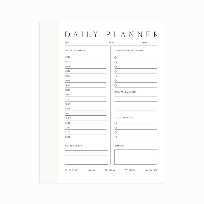 Daily & Weekly Printable PDF Planner | Day Planner Digital Download - Etsy