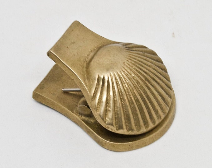 70s Brass Seashell Clip - Vintage Shell Paper Clip - 60s Office Decor ...