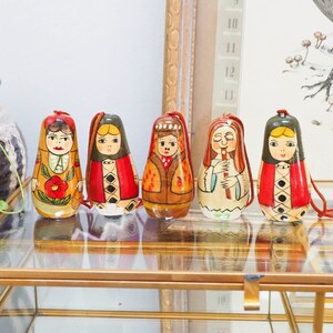 Wooden Matryoshka Christmas Ornament Set of 5 Vintage Russian Christmas ...