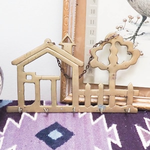 Home Sweet Home Key Rack - Brass Key Holder - Key Hooks - 5 Hooks - 70s ...