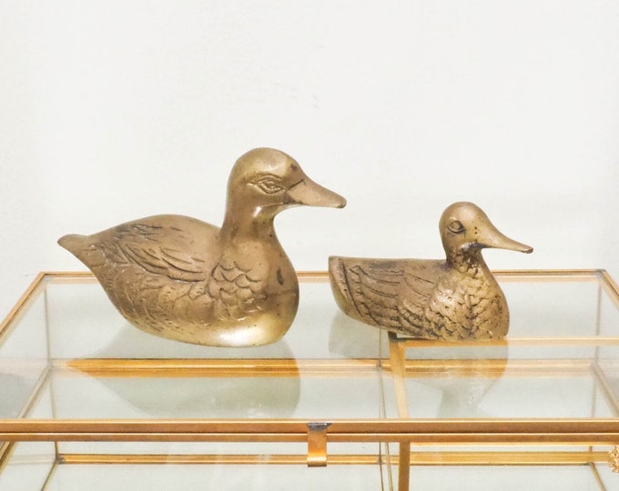 Brass Duck Pair - Vintage Brass Duck Set of 2 - 70s Brass Figurine ...