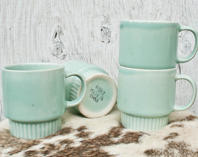 Drip Glazed Stackable Mug Mid Century Stacking Ceramic Mug - Etsy