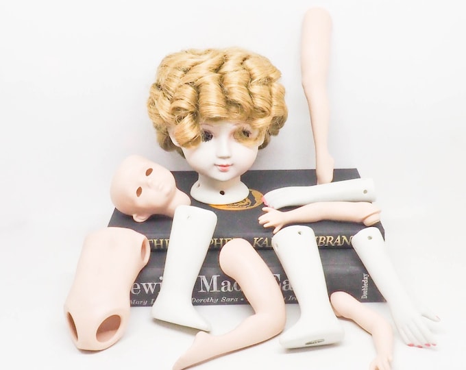 Porcelain Doll Head 475 Tall Brown Hair Brown Eyes Ceramic Doll Head Antique Bisque Doll Head