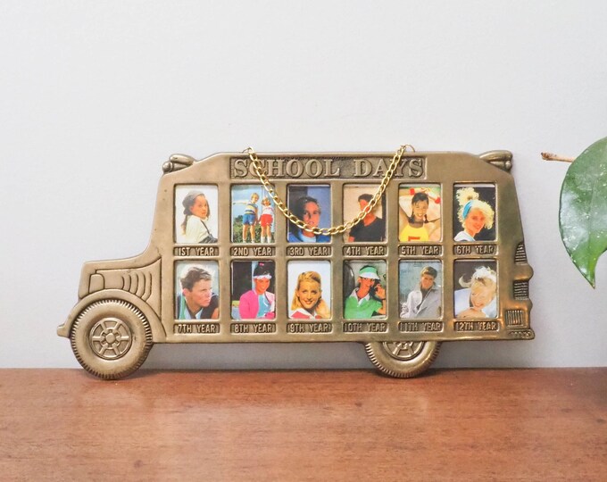 Vtg Brass School Bus Yearly Class Photos Frame - Yearly School Days ...