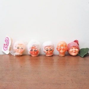 Vtg Plastic Old Woman/mrs Claus Head - Set of 5 - Craft Supply ...
