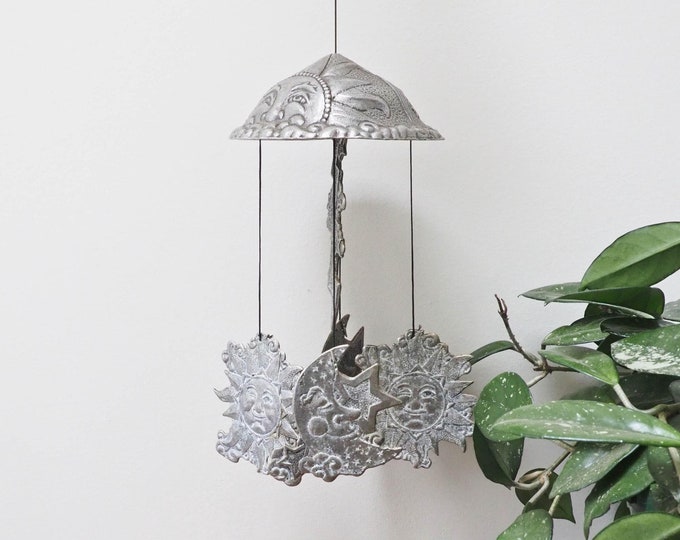 Carson Pewter Celestial Wind Chime - Vintage Sun Moon Stars Metal ...