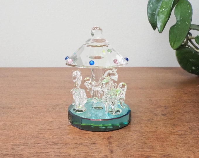 Vtg Crystal Carousel Sculpture 3 Shannon Style Crystal Carousel Figure ...