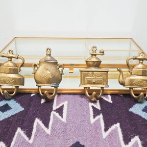 Brass Tea Pot and Grinder Hooks - Set of 4 - Vtg Farmhouse Cottagecore ...