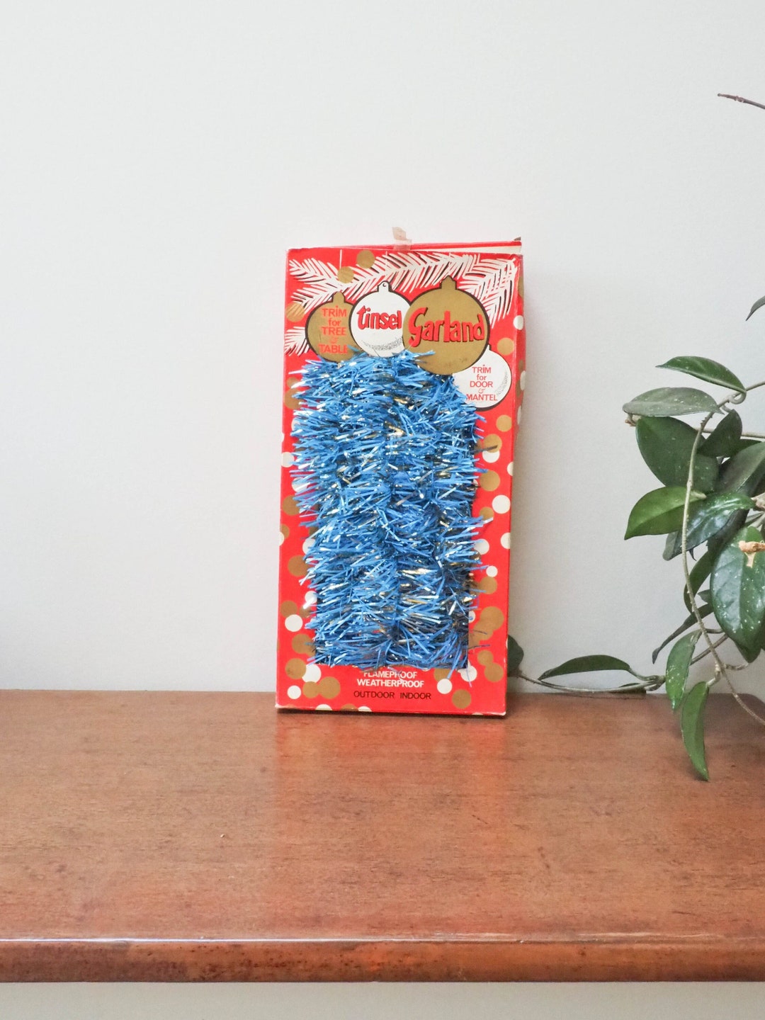 Vtg Blue Tinsel Garland - Made in Italy - 60's Christmas Garland - Trim ...