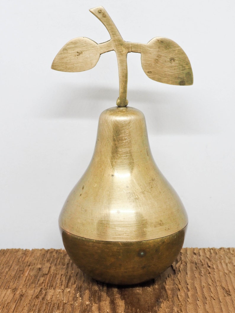 Brass Pear Shaped Trinket Box Vintage Solid Brass Container - Etsy