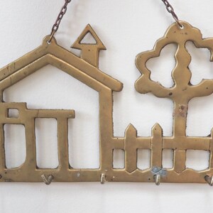 Home Sweet Home Key Rack - Brass Key Holder - Key Hooks - 5 Hooks - 70s ...