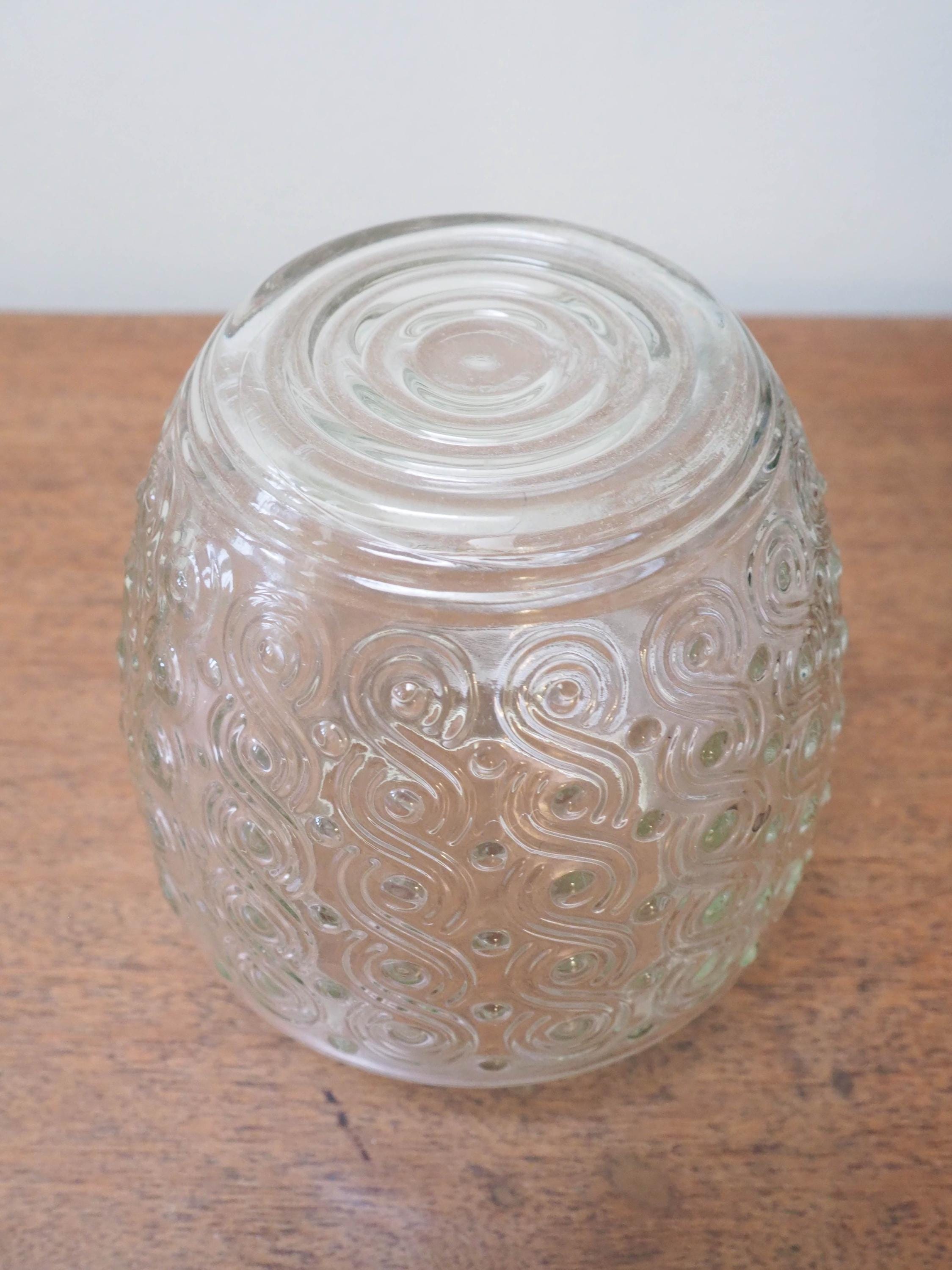 Vtg Clear Glass Light Cover - Swag Light Cover - Swirl Pattern Glass ...