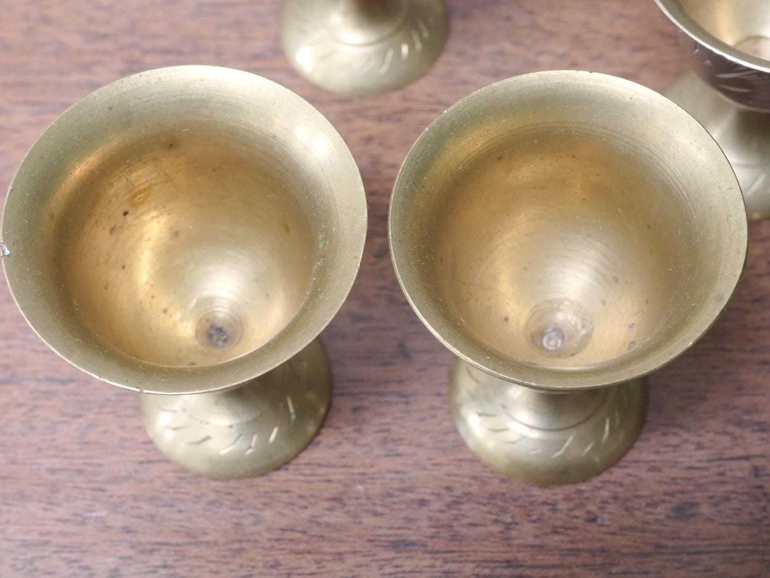 Etched Brass Mini Cup Set of 6 - Miniature Etched Brass Goblets ...