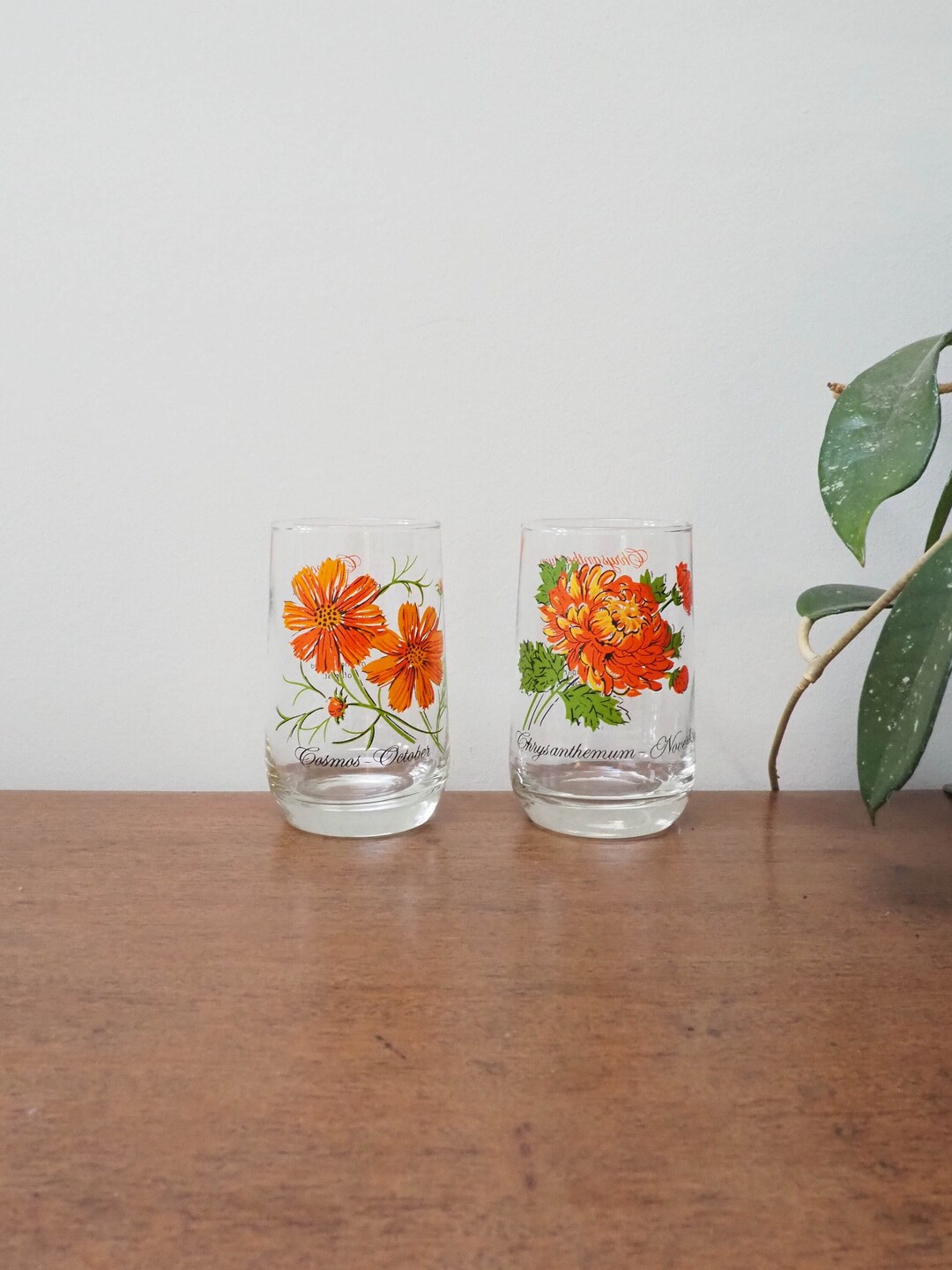 Birth Month Flower Glassware - YOUR CHOICE - October Cosmos - November ...