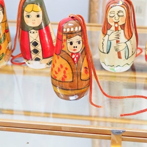 Wooden Matryoshka Christmas Ornament Set of 5 Vintage Russian Christmas ...