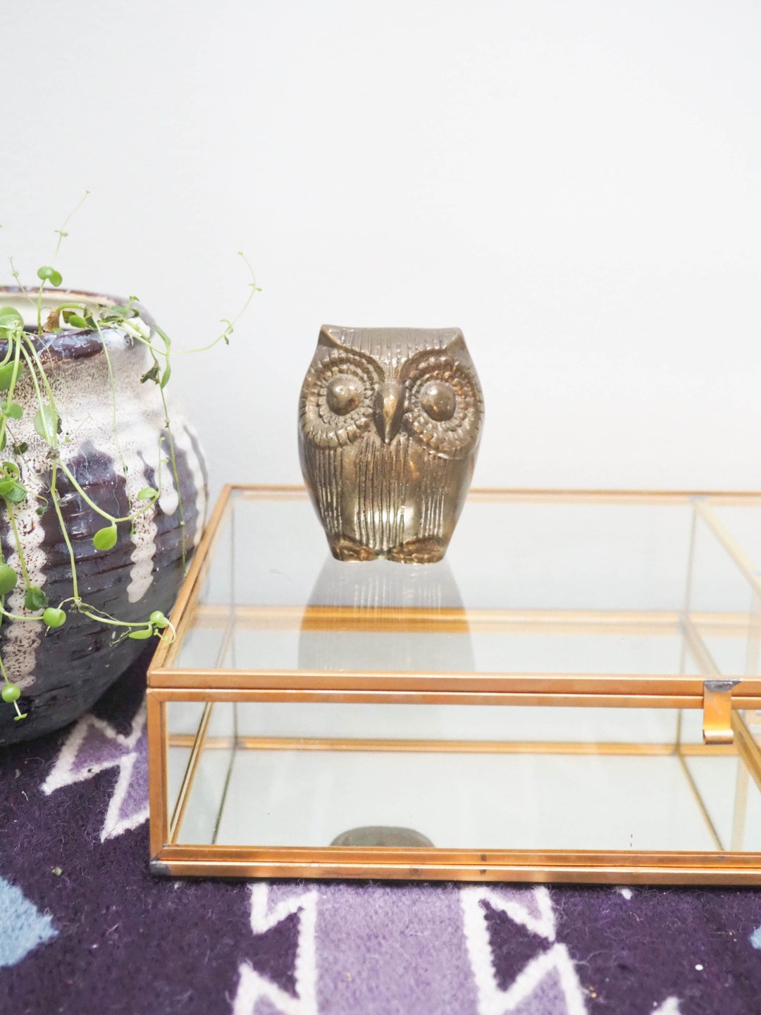 70s Brass Owl Vintage Brass Owl Owl Figurine Nursery Shelf Decor Office ...