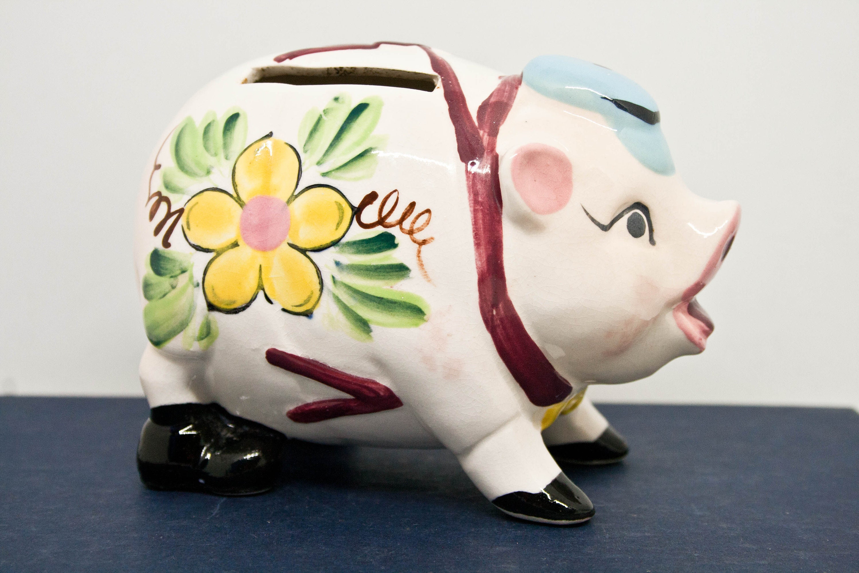 Ceramic Pig Coin Bank Decorative Japan Piggy Bank 70s - Etsy
