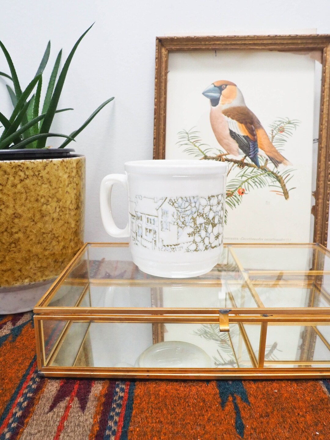 Vtg Embossed Floral Cottage Mug - England Floral Mug - Glazed Ceramic ...