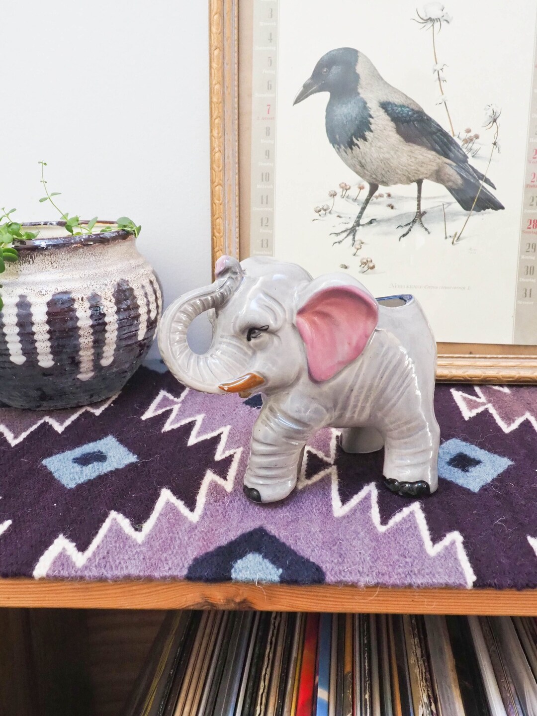 Ceramic Shafford Elephant Planter - Vintage Animal Plant Holder - 70s ...
