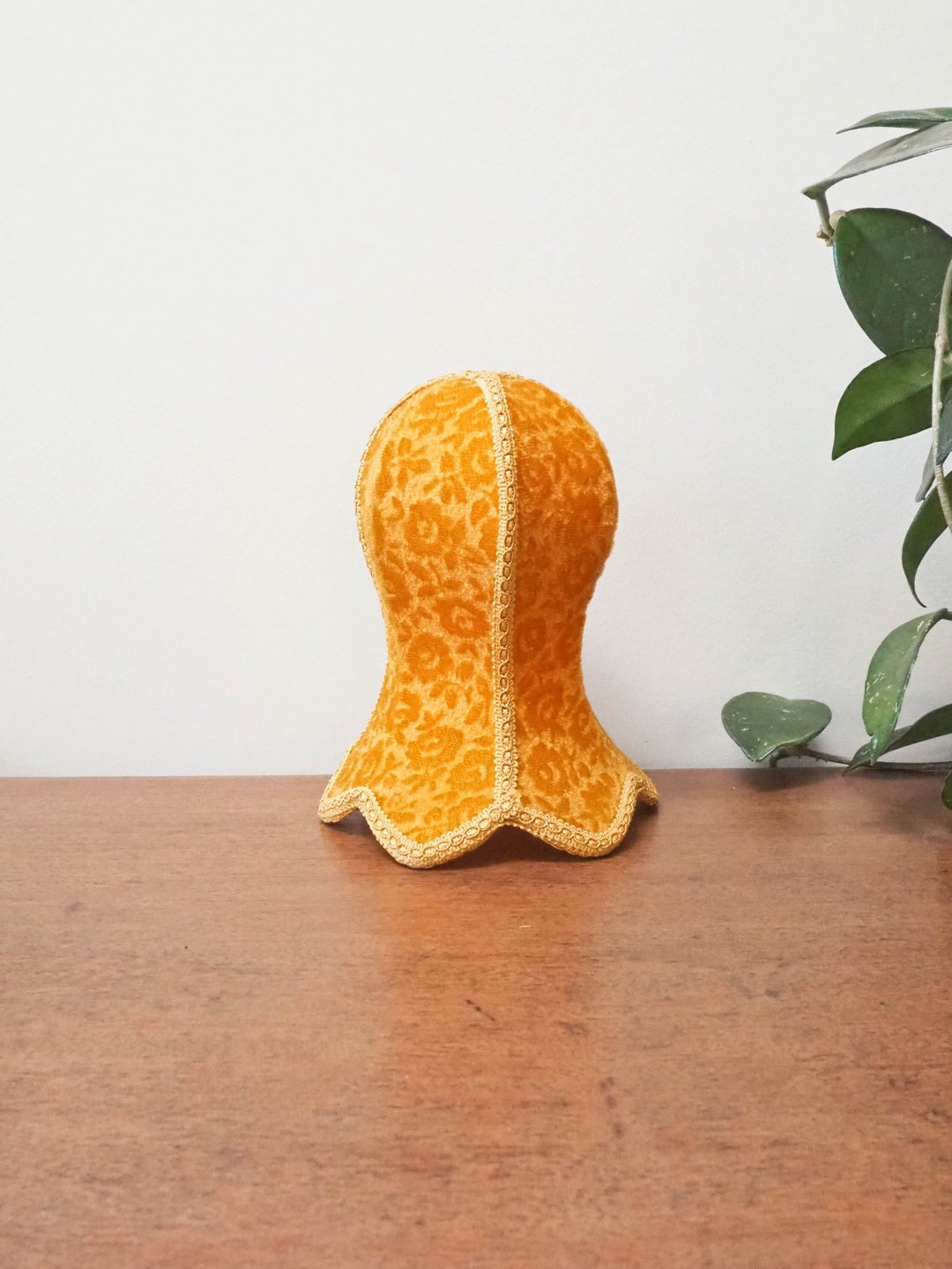 Vtg Fabric Lamp Shade - Antique Velvet Pattern Lamp Cover - Small ...