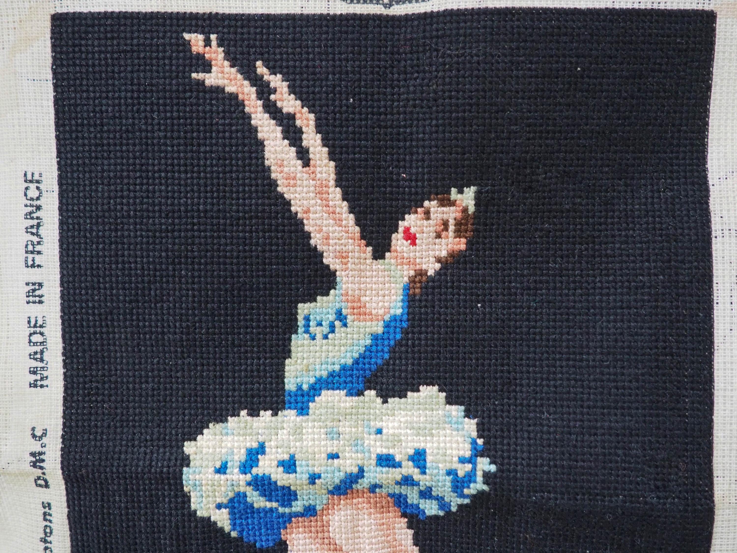 Vtg Finished Ballerina Needlepoint - Vintage Unframed Margot Ballet ...