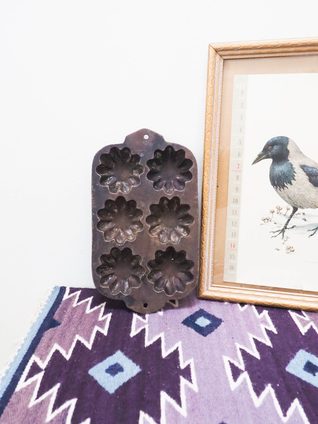 Vtg Cast Iron Cornbread Pan - Heavy Cast Iron Tart Mold - Farmhouse ...