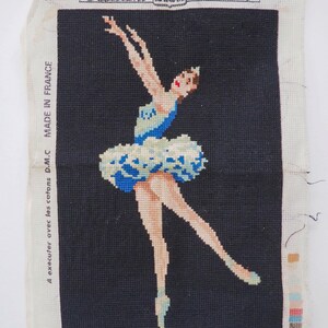 Vtg Finished Ballerina Needlepoint - Vintage Unframed Margot Ballet ...