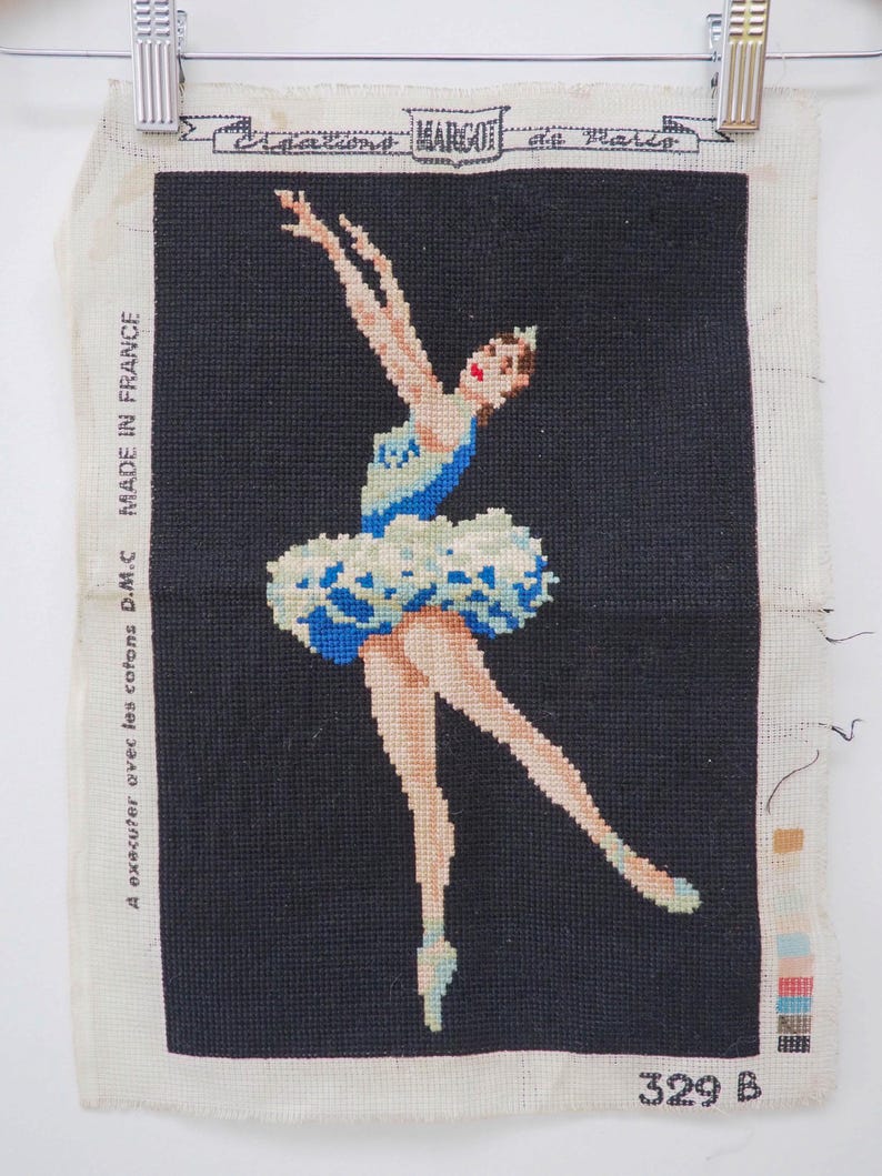 Vtg Finished Ballerina Needlepoint - Vintage Unframed Margot Ballet ...