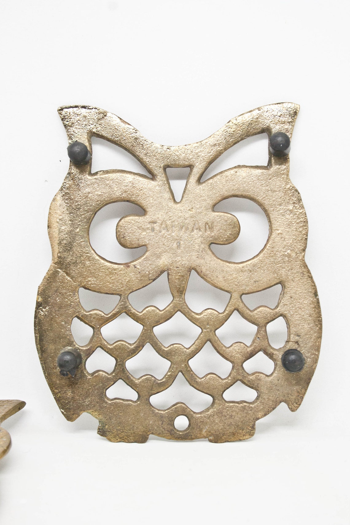 Brass Owl Trivet Pair Vtg Brass Raised Hot Plates Vintage | Etsy