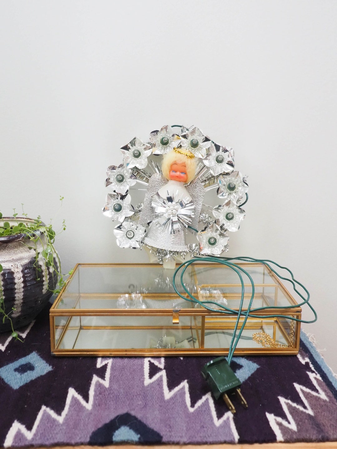 Light up Angel Garland Tree Topper - Vtg Christmas Tree Ornament ...