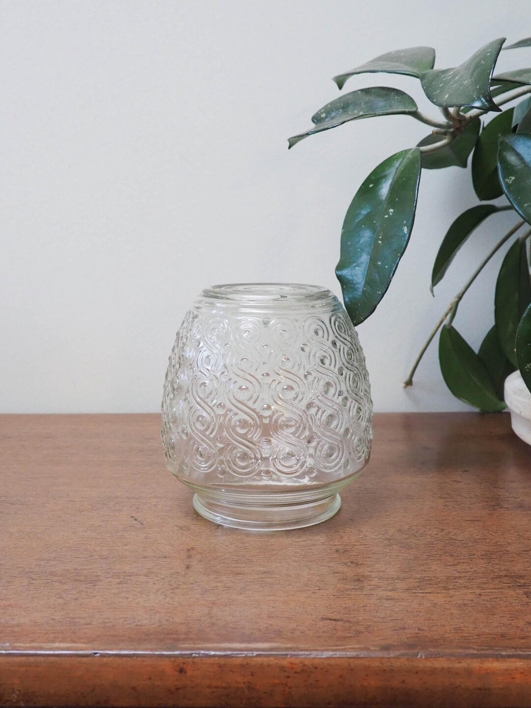Vtg Clear Glass Light Cover - Swag Light Cover - Swirl Pattern Glass ...