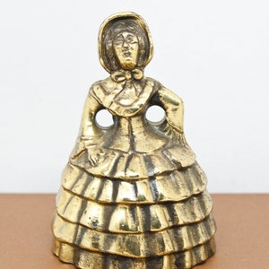 Brass Lady Bell - Vtg Brass Bonnet Lady Bell - Antique Brass Figurine ...