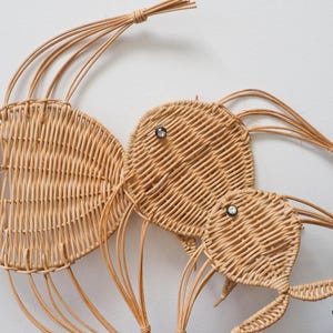 Vtg Flat Wicker Fish Wall Decor Set of 3 - Rattan Fish Trio - Wicker ...