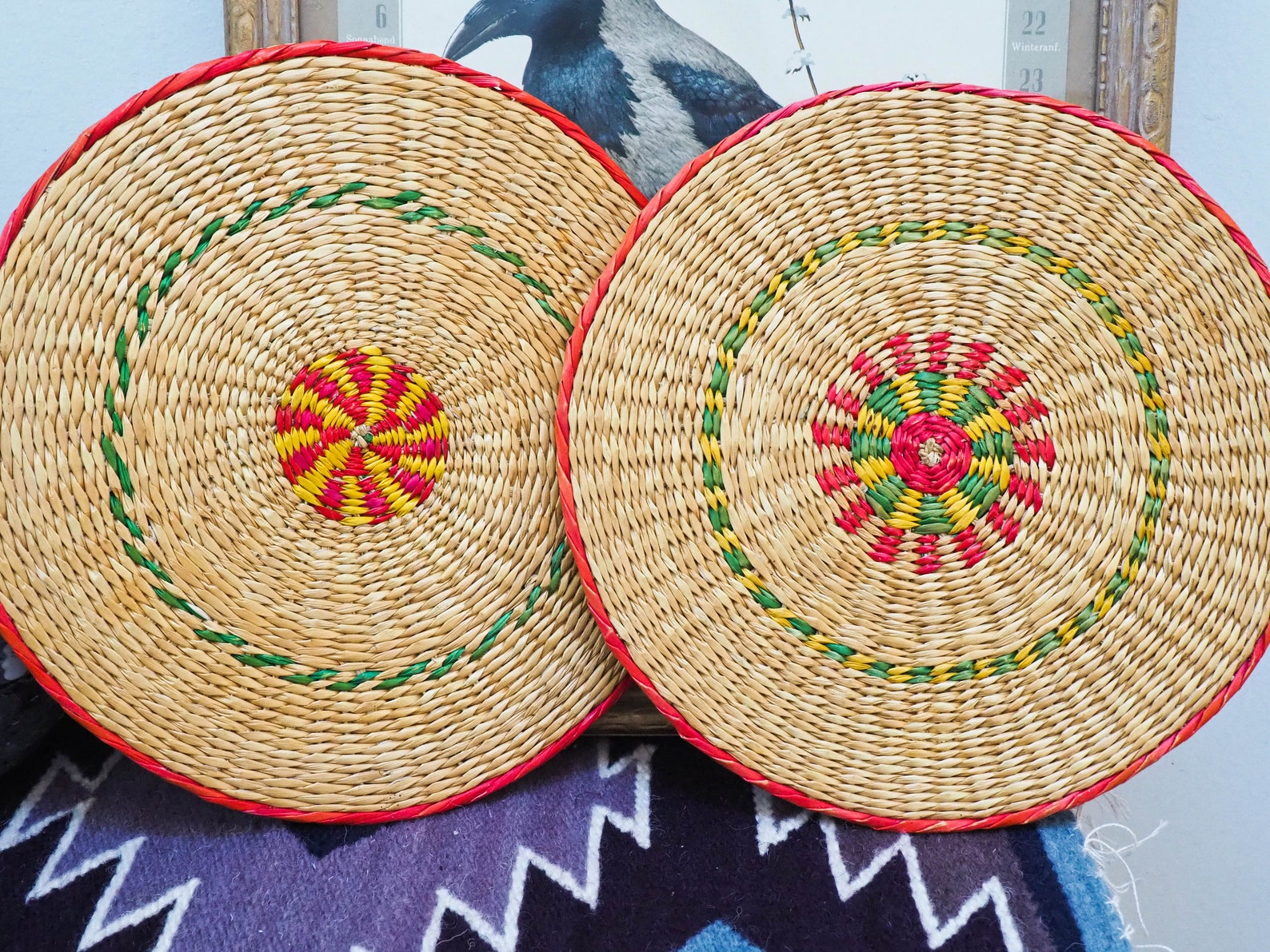 Woven Trivet Flat Round Woven Wall Decor 2 Available - Etsy