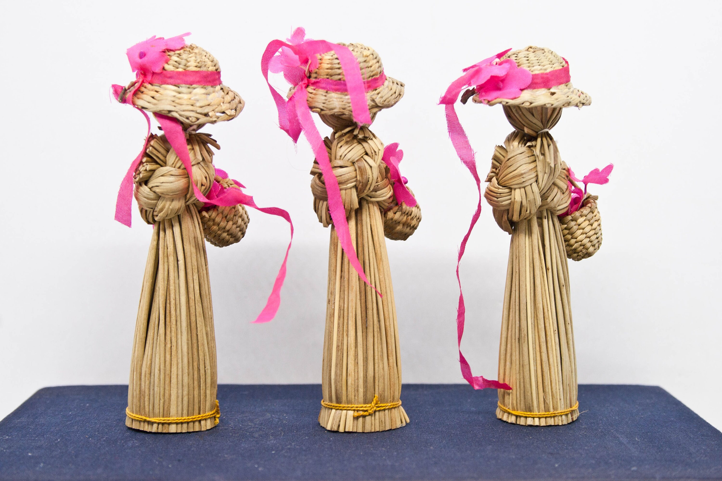 Folk Art Braided Straw Woman Set of 3 Vintage Woven Figurine - Etsy