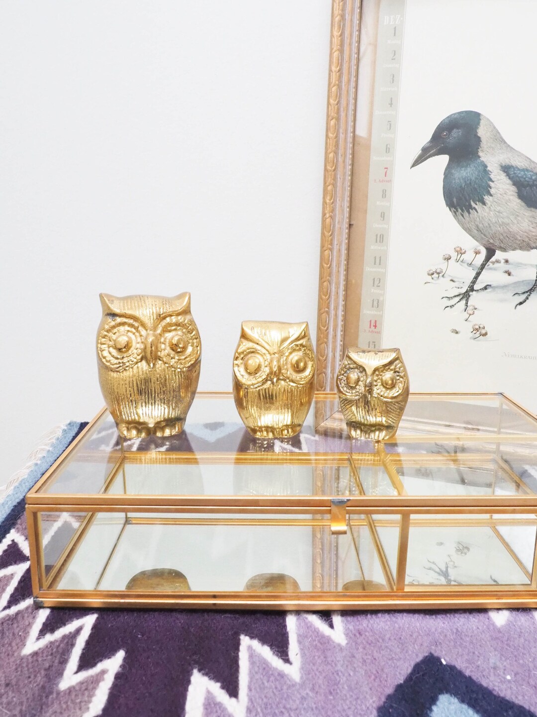 Brass Owl Trio - Vintage Brass Owl Set - Set of 3 Brass Owls - Nursery ...