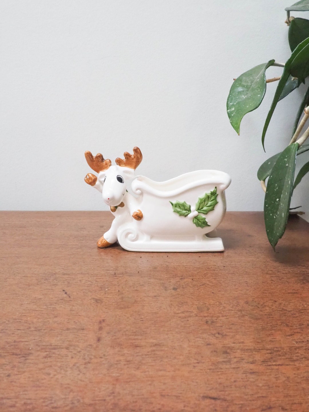 Vtg Ceramic Reindeer Christmas Planter - Vintage Ceramic Christmas ...