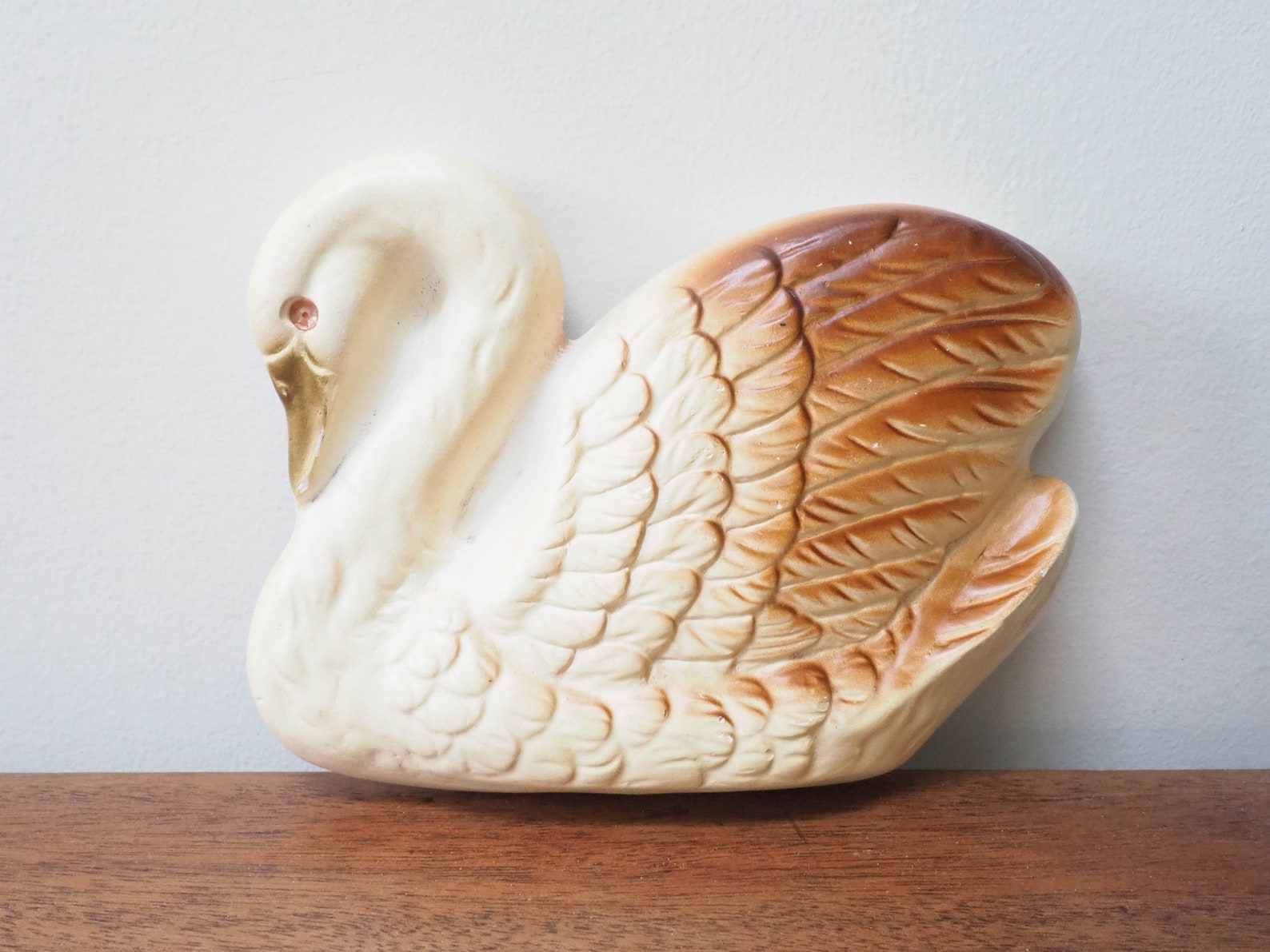 Vtg Swan Chalkware Wall Plaque - Vintage Beige Bird Wall Decor ...