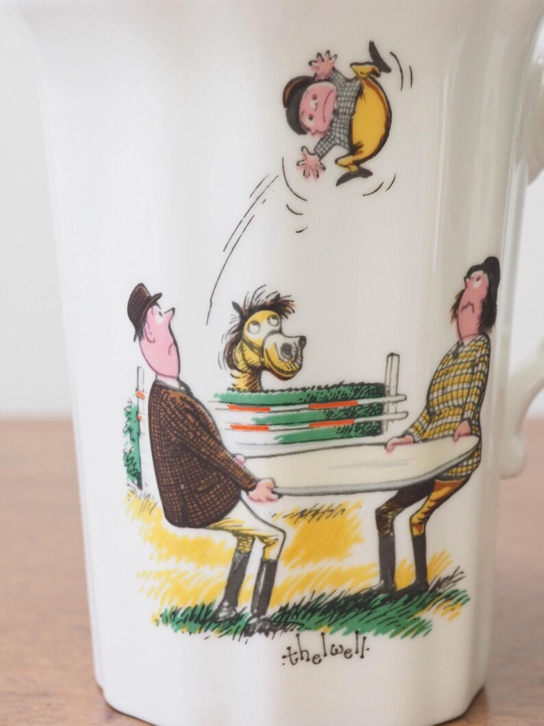 Vtg Thelwell Cartoon Coffee Mug - Gold Rim Mug - Vintage Equestrian Mug ...