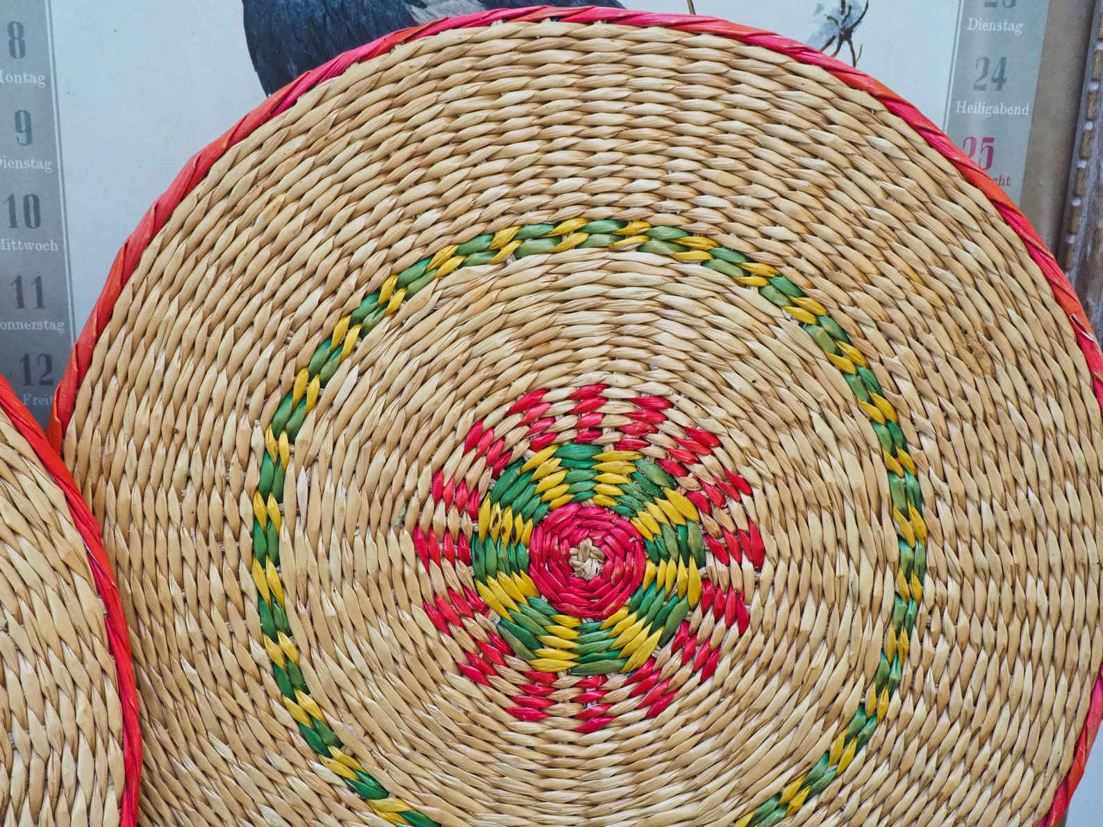 Woven Trivet Flat Round Woven Wall Decor 2 Available - Etsy
