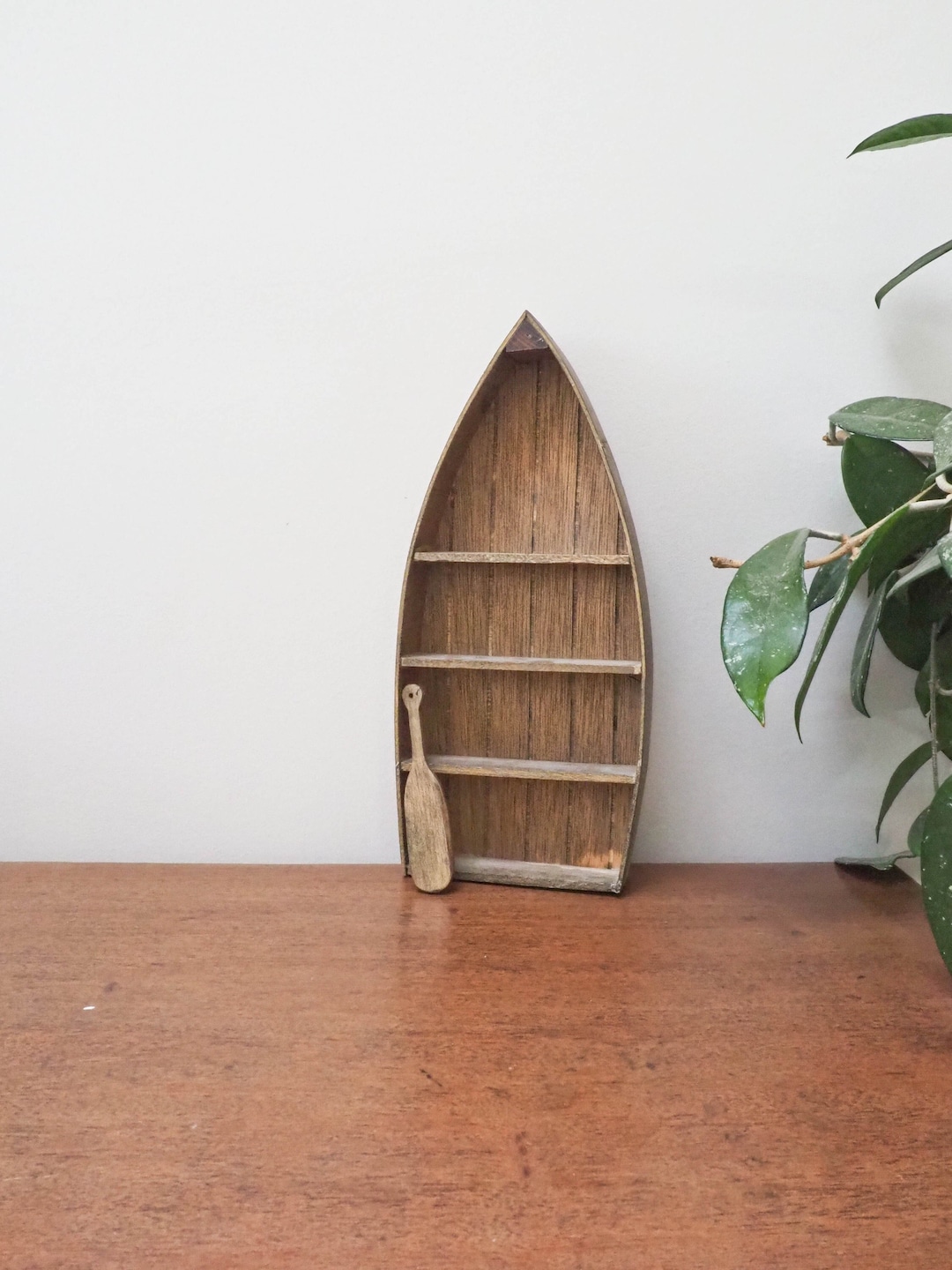 Vtg Wooden Miniature Boat Shaped Shelf Boat Shelf Display Shelf Wood ...