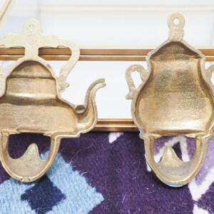 Brass Tea Pot and Grinder Hooks - Set of 4 - Vtg Farmhouse Cottagecore ...