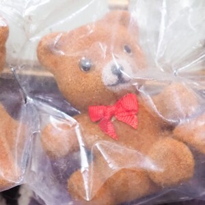 Flocked Teddy Bear Figurines - Set of 3 - Vintage Cute Bear With Bows ...