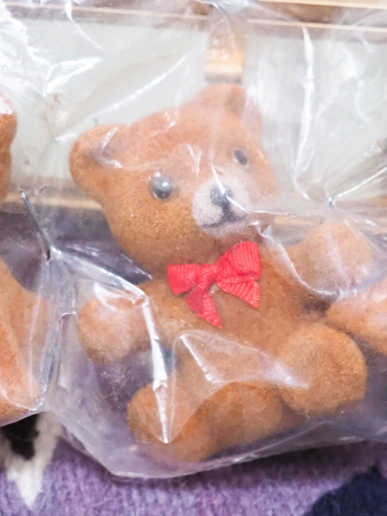 Flocked Teddy Bear Figurines Set of 3 Vintage Cute Bear - Etsy