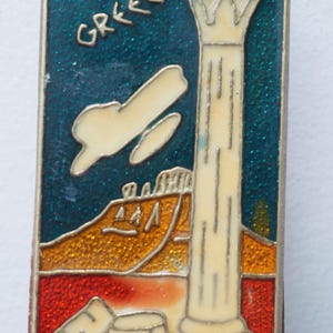 Enameled Brass Clip - Greek Images - Greece - Owl - Vtg Double Sided ...