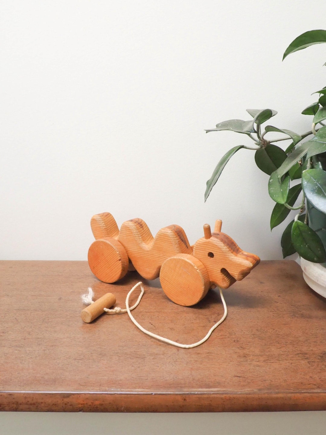 Vtg Wood Wobble Worm Pull Toy - Vintage Wiggly Worm - Wooden ...