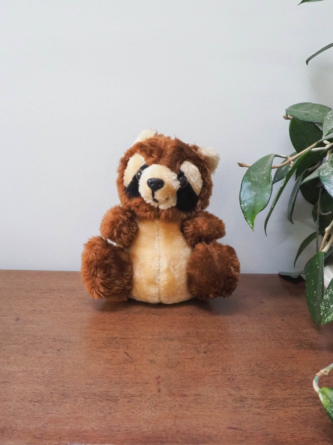 Vtg Acme Stuffed Brown Raccoon Toy - 80's Toy - Vintage Plush Raccoon ...