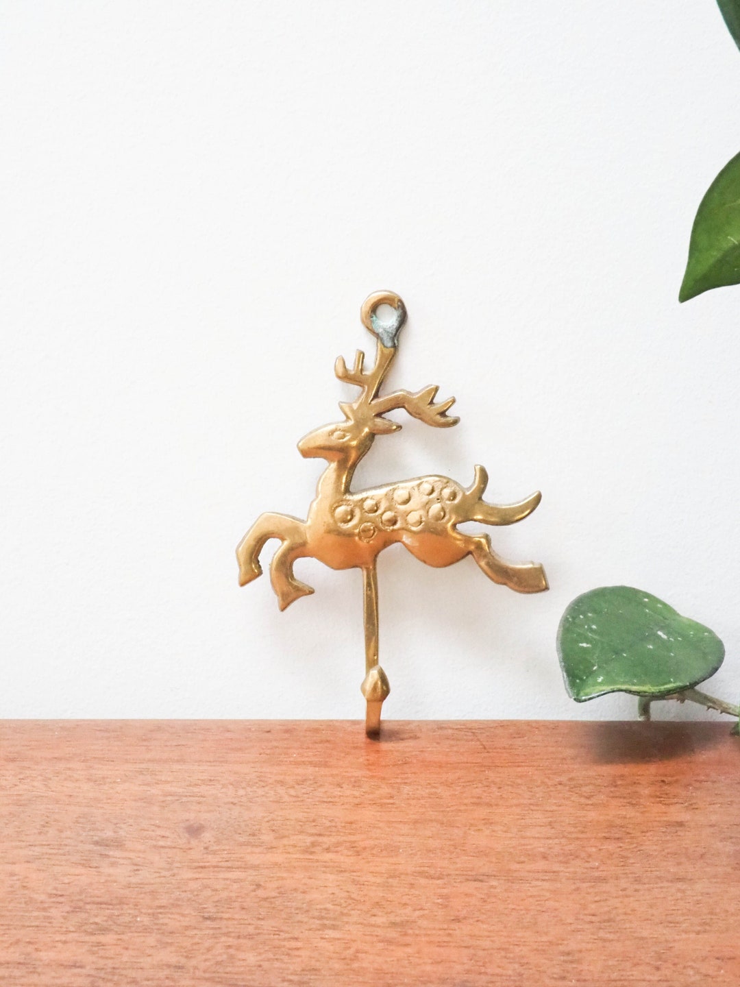 Brass Deer Hook - Vintage Brass Reindeer Hook - Farmhouse Christmas ...